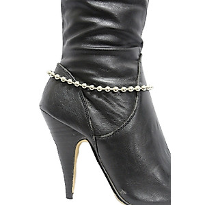 TFJ Women Western Fashion Jewelry Boot Chain Bracelet Silver Links Classic Bling Shoe Charm