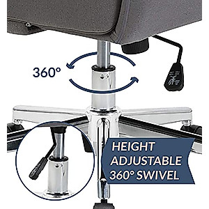 NOVIGO Upholstered Home Office Chair with Comfy Back Support for Conference Room Study Grey