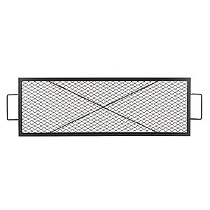 VEVOR X-Marks Fire Pit Grill Grate, Rectangle Cooking Grate, Heavy Duty Steel Campfire BBQ Grill Grid with Handle & Support X Wire, Portable Camping Cookware for Outside Party Gathering, 32 Inch Black