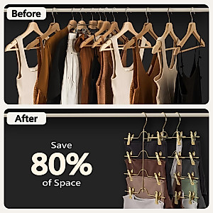 Skirt Hangers with Clips, Gold Hangers, 3 Pack Multi Pants Hangers, Best Skirt Hangers for Women with 360° Swivel Hook, Legging Hanger Space Saving