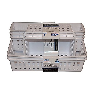 Mini Storage Trays Bin Bundle- Basic Square 3pk, Slim Plastic Storage Trays Basket 3pks, Rectangular 2pk -White