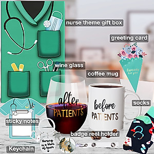 Before Patients, After Patients 11 oz Coffee Mug and 15 oz Stemless Wine Glass Set Gifts Idea for Nurses, Doctors, Hygienists, Assistants, Physician, Dentists, Nurses' week Birthday Graduation Gifts