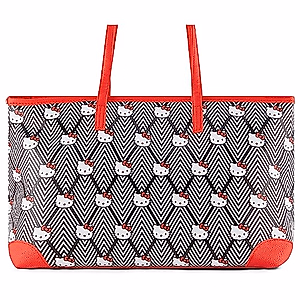 Hello Kitty Leather Tote bag - Girls, Boys, Teens, Adults - Officially Licensed Hello Kitty Faux PU Leather Cosplay Tote Handbag with Pouch