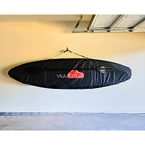 VULKIN Waterproof Kayak Cover, Tarp & Sun Skirt w/UV Protection for Fishing Kayak, Fishing Blind Port Hitch Bag. For Travel, Storage Dust Shield, Carrier w/Sling 9-10ft Black