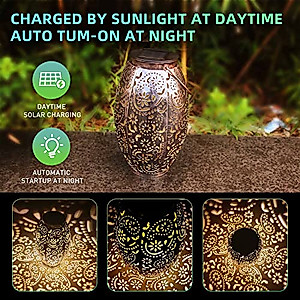 2 Pack Hanging Solar Lanterns Outdoor Lanterns Waterproof Decorative Garden Lights Retro Oval LED Lantern Lights for Table Patio Courtyard Party Pathway Walkway