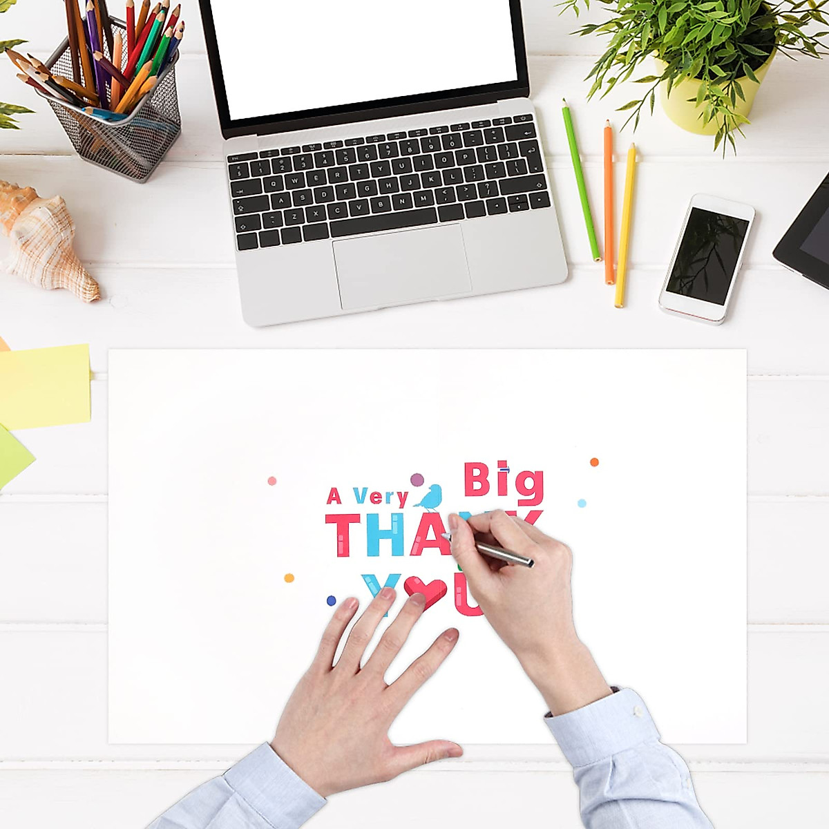 Giant Thank You Card with Envelope, 14 x 22 Inch Very Big Thank You Jumbo Greeting Card, Oversize Group Team Card Jumbo Message Greeting Cards for Wedding Graduation Baby Shower Party Gift (modern)