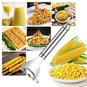 2 Pcs Corn Peeler Corn Planer Thresher Stainless Steel Corn Peeler for Corn On the Cob Corn Kernel Remover Tool Magic Corn Stripper Tool Corn Cutter Corn Scraper with Ergonomic Handle for Kitchen
