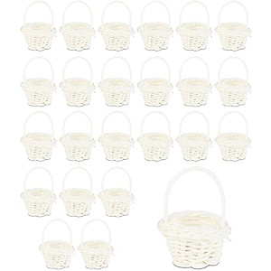 Juvale White Mini Woven Baskets with Handles (1.75 x 2.5 in, 24 Pack)