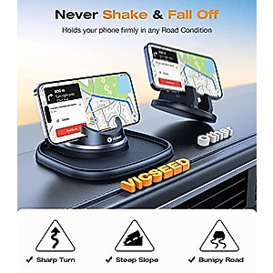 VICSEED 2023 Upgraded Dashboard Phone Holder Car [No.1 Stable, Never Slip& Fall] Reusable Silicone Phone Mount for Car Dash Anti-Slip Pad Mat Car Phone Holder Mount Fit iPhone 14 Pro Max All Phones