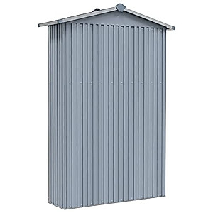 Tidyard Garden Shed with Storage Shelves and Vents Galvanized Steel Outdoor Tool Shed Pool Supplies Organizer Gray for Patio, Backyard, Lawn 42.3 x 18.1 x 72 Inches (W x D x H)