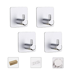 Space Aluminum Waterproof Hook Bathrobe Heavy Towel Hook Coat Bathrobe Bathroom Kitchen Living Room, Silver