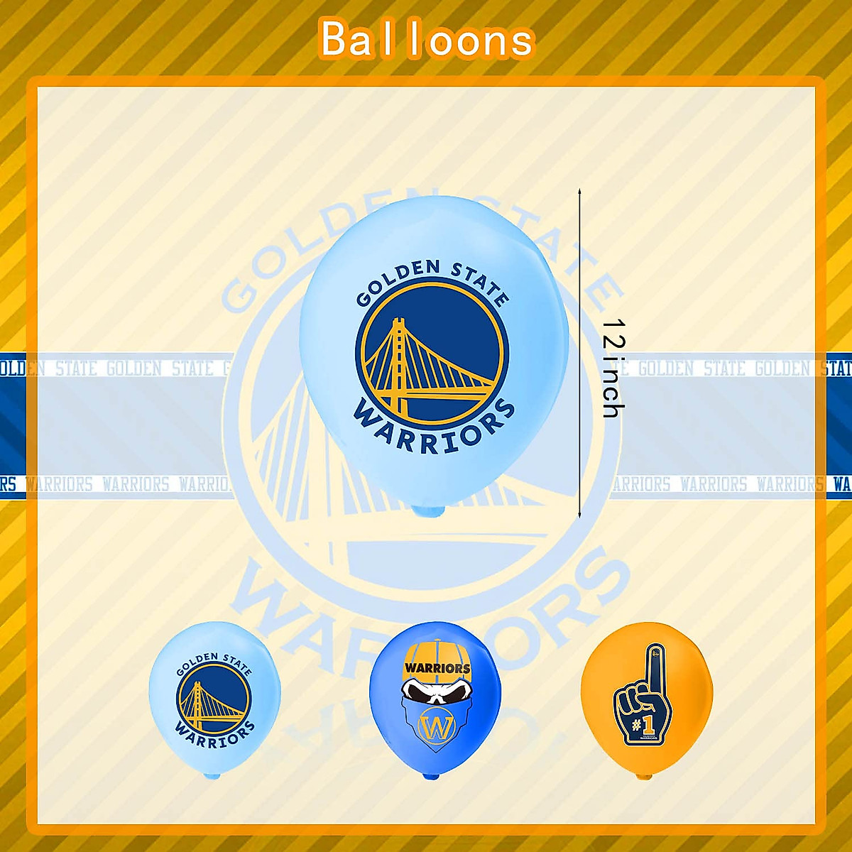 Golden State Warriors Birthday Party Decorations Stephen Curry Birthday Party Supplies Basketball Sports Birthday Party Favors includes Banner Balloons Cupcakes Cake Topper for Boys Girls Kids