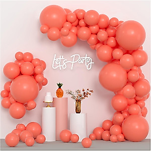 Coral Balloons 105Pcs 18/12/10/5 Inch Different Sizes Coral Red Balloon Arch Kit for Birthday Baby Shower Wedding Bridal Graduation Decoration Valentines Party Supplies