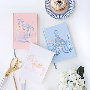 Designworks Ink Vintage Sass A5 Hardcover Notebook Journal, Design: Embrace The Day, Colour: Blue, 14.6cm x 21.6cm, JB86-1093EU. 240 Lined Pages. Soy Based Ink.