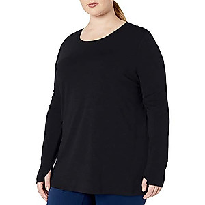 Amazon Essentials Women's Studio Relaxed-Fit Long-Sleeve T-Shirt (Available in Plus Size), Black, X-Large