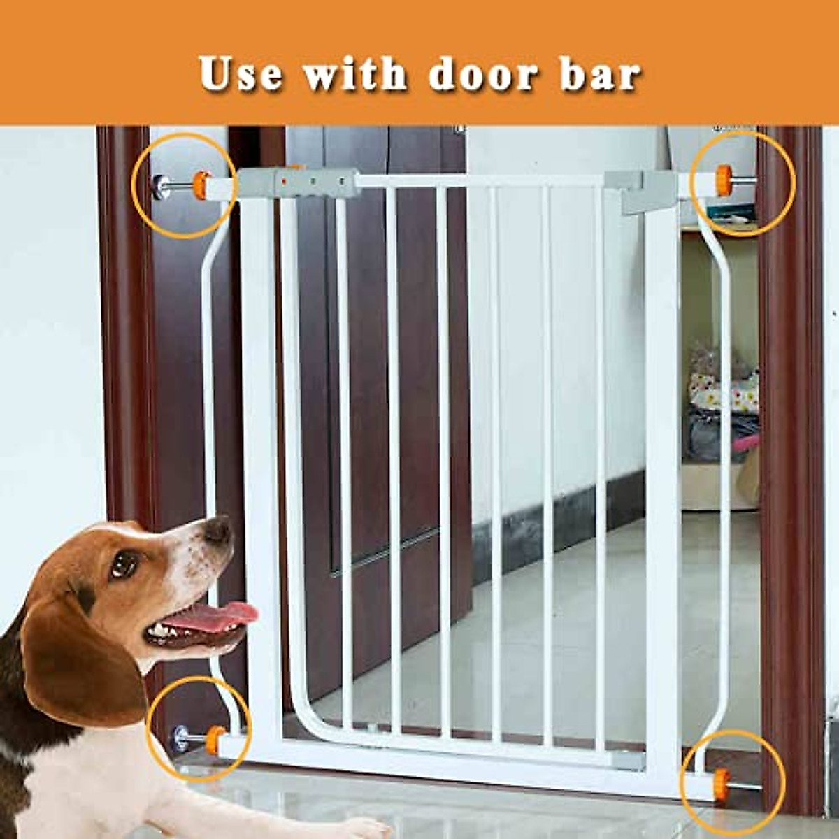 Pressure Baby Gates Threaded Spindle Rods, Walk Thru Gates Accessory Screw Bolts M10 x 80MM for Baby and Child Safety gate Stairway Barrier Pet Dog Isolation Fence 4 Pcs (Orange)