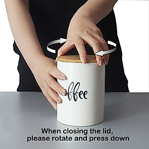 Kitchen Food Storage Ceramic Canister,Airtight Ceramic Canisters with Bamboo Lid,For Coffee, Sugar,Tea Storage Containers 24.68 FL OZ (730 ML),Set of 3