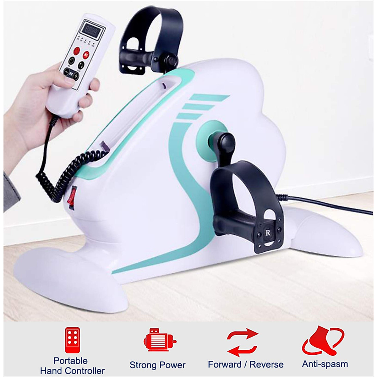 Apkaf Fitness Motorized Exercise Bike with Leg Protector, Electric Pedal Exerciser for The Elderly and Seniors, Electronic Physical Therapy Rehab Bike Trainer with Bonus Grip Strength Ball