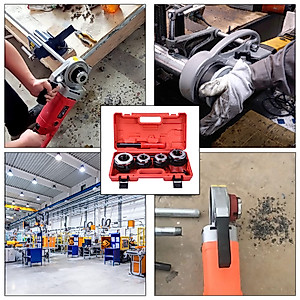 Pipe Threader kit, Manual Plumber Pipe Threading Set, Ratcheting Pipe Threading Tool Set with Storage Case (4 Dies-1/2" 3/4" 1" 1-1/4")