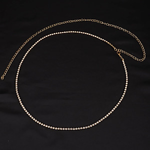 wekicici Wekicici Layered Waist Chain Rhinestone Belly Chains Costume Crystal Body Accessories for Women and Girls(Gold), single layer