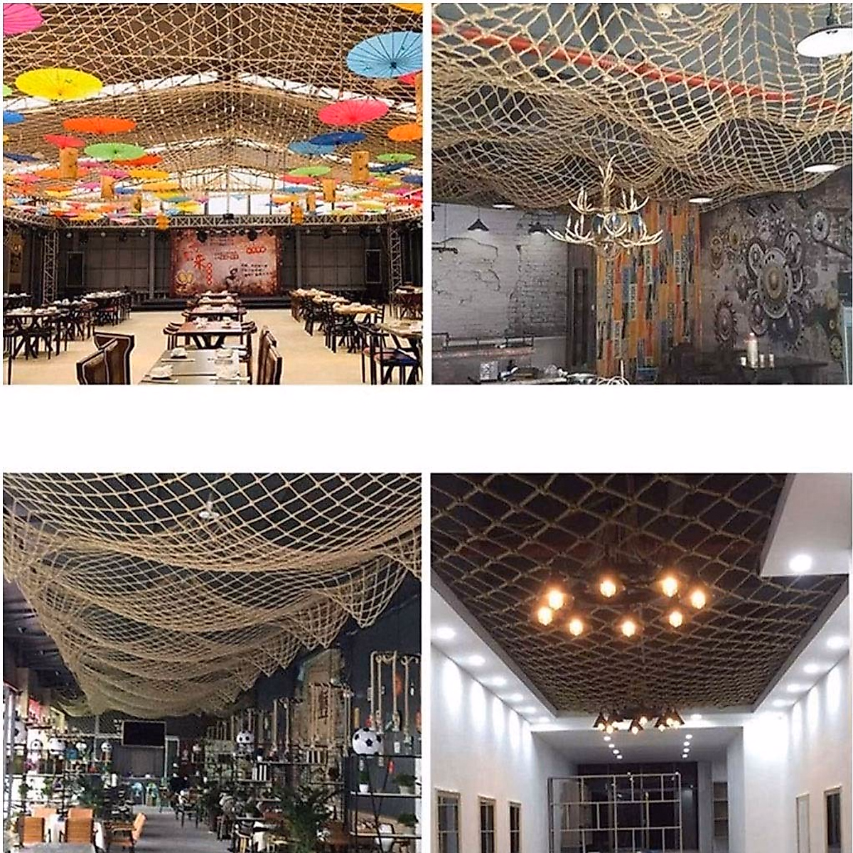 RZM Rope Net Wall Decor, Playground Climbing Net Kids Safety Net Treehouse Fence Net Birds Protective Net Children Swing Heavy Duty Hemp Cargo Cover Hammock Nets Child Safety Netting for Balcony