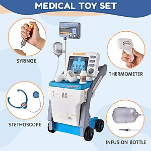 Playhiland Doctor Kit for Toddlers 3-5, Toy Doctor Kit for Kids, 35 Pcs Kids Doctor Playset, Kids Doctor Kit with Sound, Pretend Medical Station Set for Kids Boys Girls Role Play