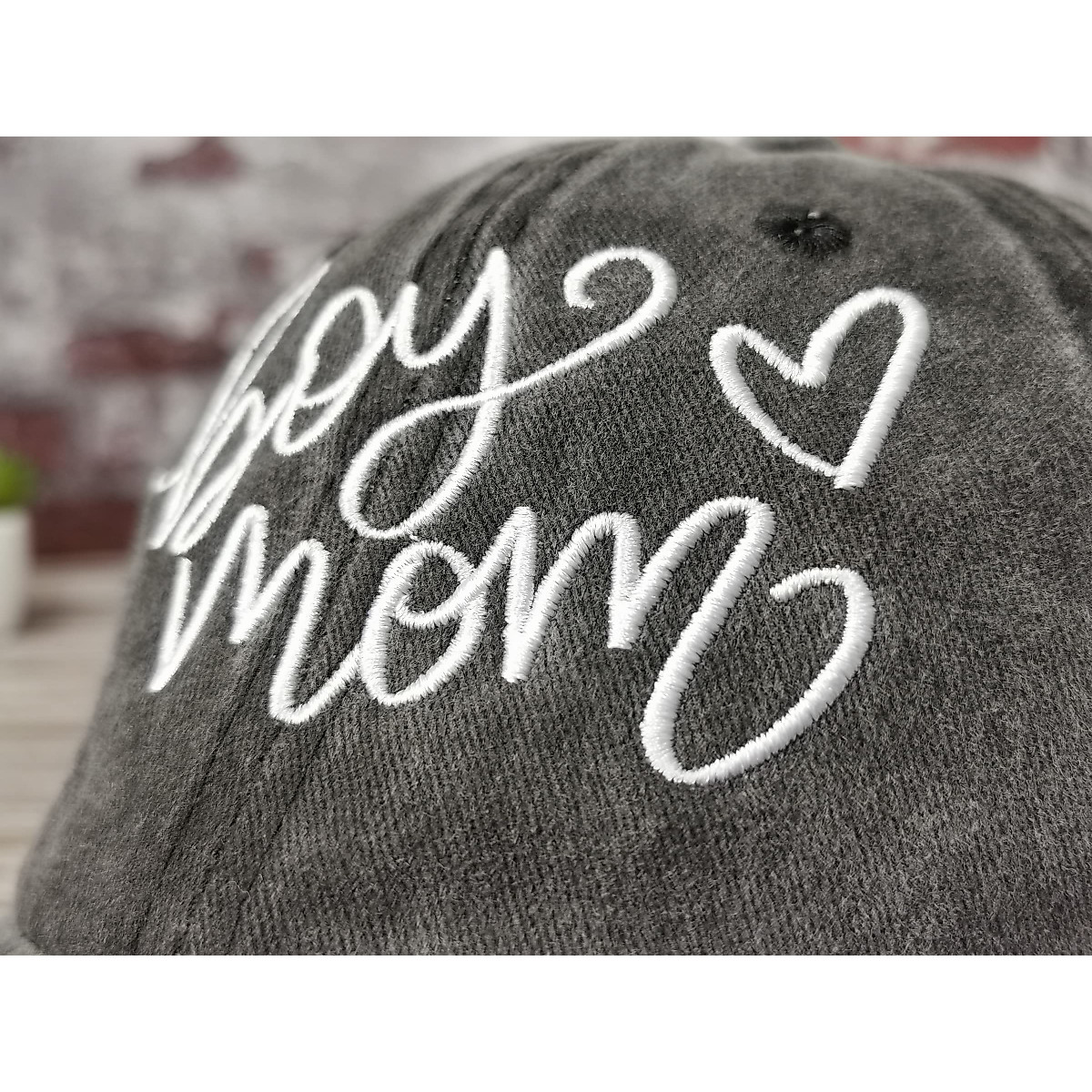 Hepandy Funny Boy's Mom Hat for Women, Embroidered Gifts Mama Baseball Cap, Distressed Washed Black Cotton Adjustable Hat