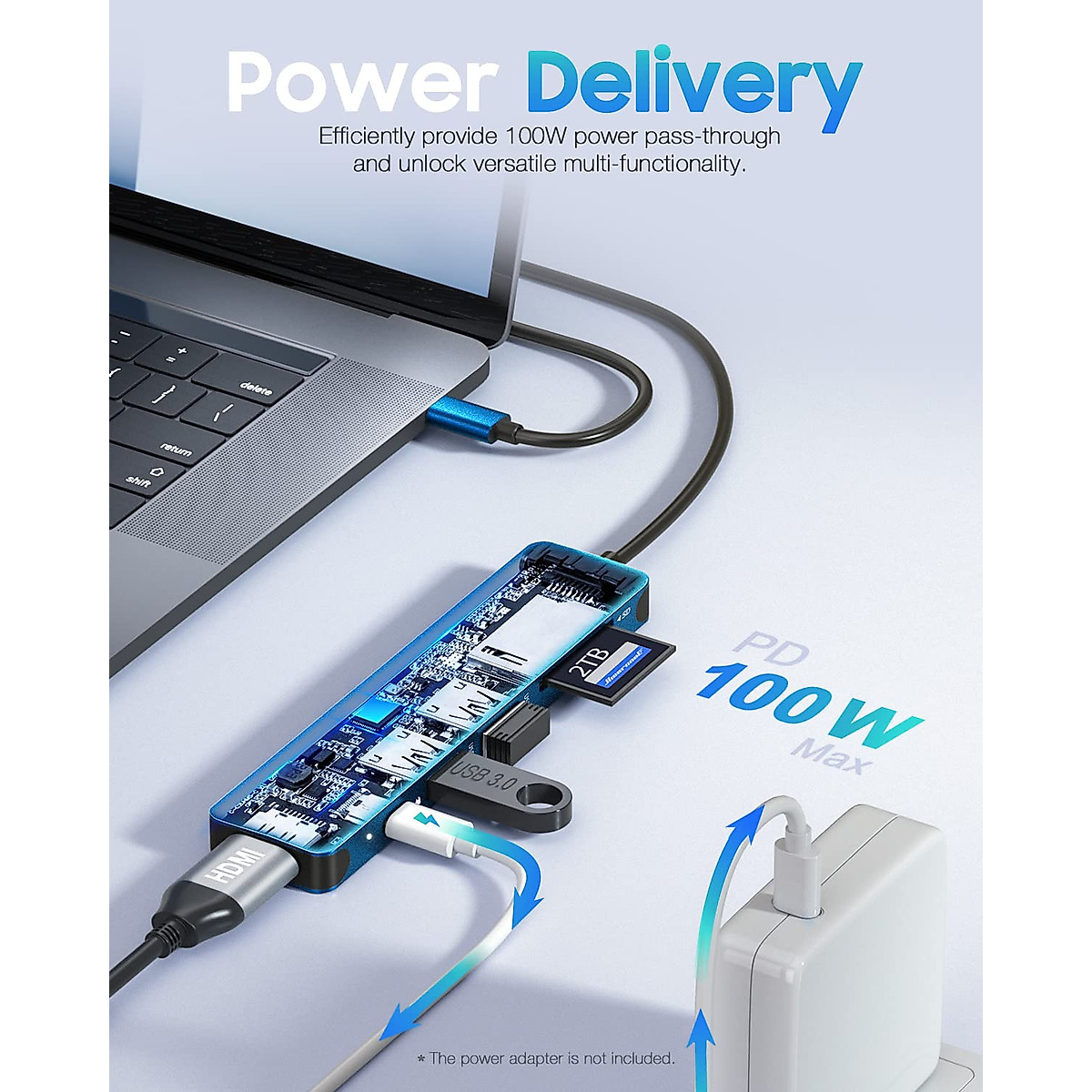 Hiearcool USB C Hub, MacBook Pro Adapter USB C Dongle, 7 in 1 USB C to HDMI Multi-port Adapter Compatible for USB C Laptops Nintendo and Other Type C Devices (Midnight Blue+Rose Gold)