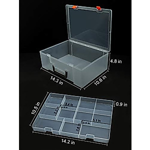 UHOUSE 7 Pack Plastic Organizer Container,Plastic Storage Box with Adjustable Dividers for Jewelry Toy Cosmetics Craft Fuse Beads Nuts Pills Tackle and Screwdriver