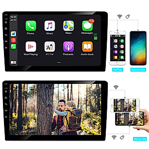 Car Radio Stereo Double Din with Apple CarPlay Android Auto, Rimoody 9 Inch HD Touchscreen Car Radio with Bluetooth FM Radio Mirror Link USB with Backup Camera, External Microphone