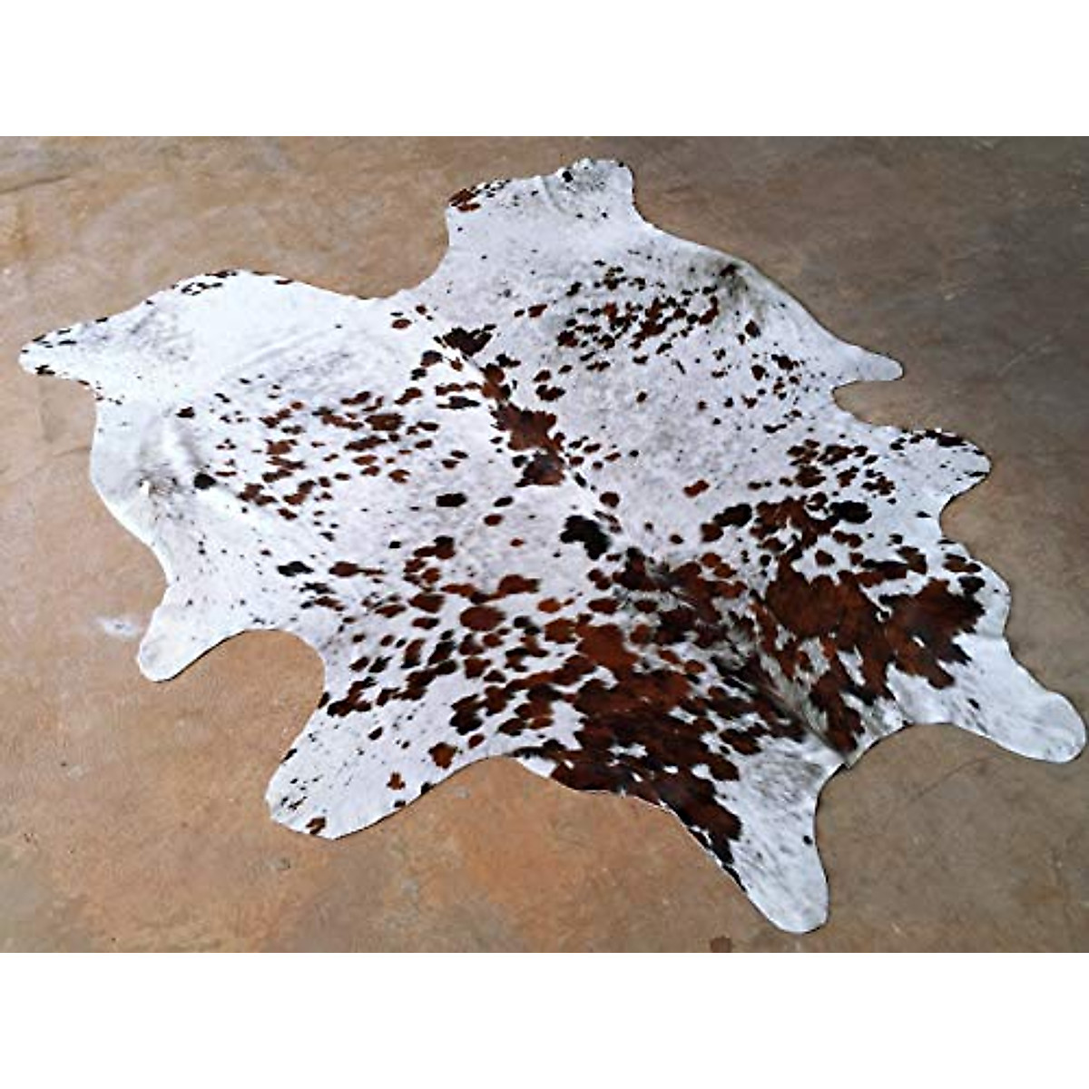 ecowhides White Tricolor Brazilian Cowhide Area Rug, Cowskin Leather Hide for Home Living Room (XL) 7 x 6 ft