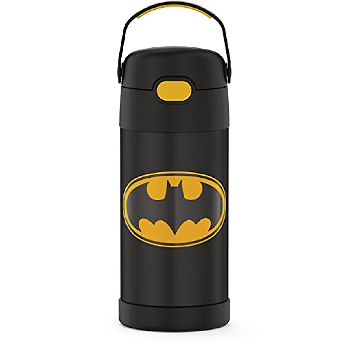 THERMOS FUNTAINER 12 Ounce Stainless Steel Vacuum Insulated Kids Straw Bottle, Batman & FUNTAINER 10 Ounce Stainless Steel Vacuum Insulated Kids Food Jar with Spoon, Batman