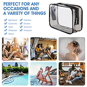 WLLHYF Clear Toiletry Bag 3 Pack Portable Waterproof Travel Makeup Cosmetic Bag Clear Bags Set with Zipper Handle Multipurpose Large Bag Airport Airline Compliant Bag for Women Men (Black)