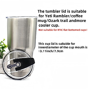 sweetfamily 2 Replacement Lids for Stainless Steel Tumbler Travel Cup,3.1 to 3.15 INCH Cup Mouth Compatible with YETI Rambler and More Tumbler Cups,Spill Proof Splash Resistant Sliding Covers (20 OZ)