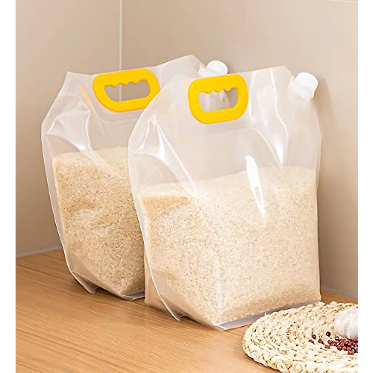 Cereal Containers Storage, 6pcs Airtight Food Storage Containers With Lids and Funnel Large Reusable Clear Food Storage Bags Stand Up Grain Moisture-Proof Sealed Bag for Rice Flour Kitchen Grain