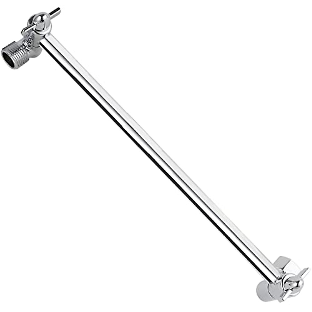 12 Inch Solid Brass Adjustable Shower Head Extension Arm Flexible Height & Angle Shower Arm Extender with Lock Joints, Universal Connection Extra Long Shower Extension Arm, Chrome Finish