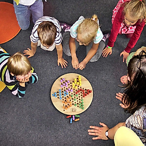 Wondertoys Wooden Chinese Checker Game for Kids 2 in 1 Chinese Checkers & Gobang (Five in a Row) Wooden Board Game Family Board Game Combo Set