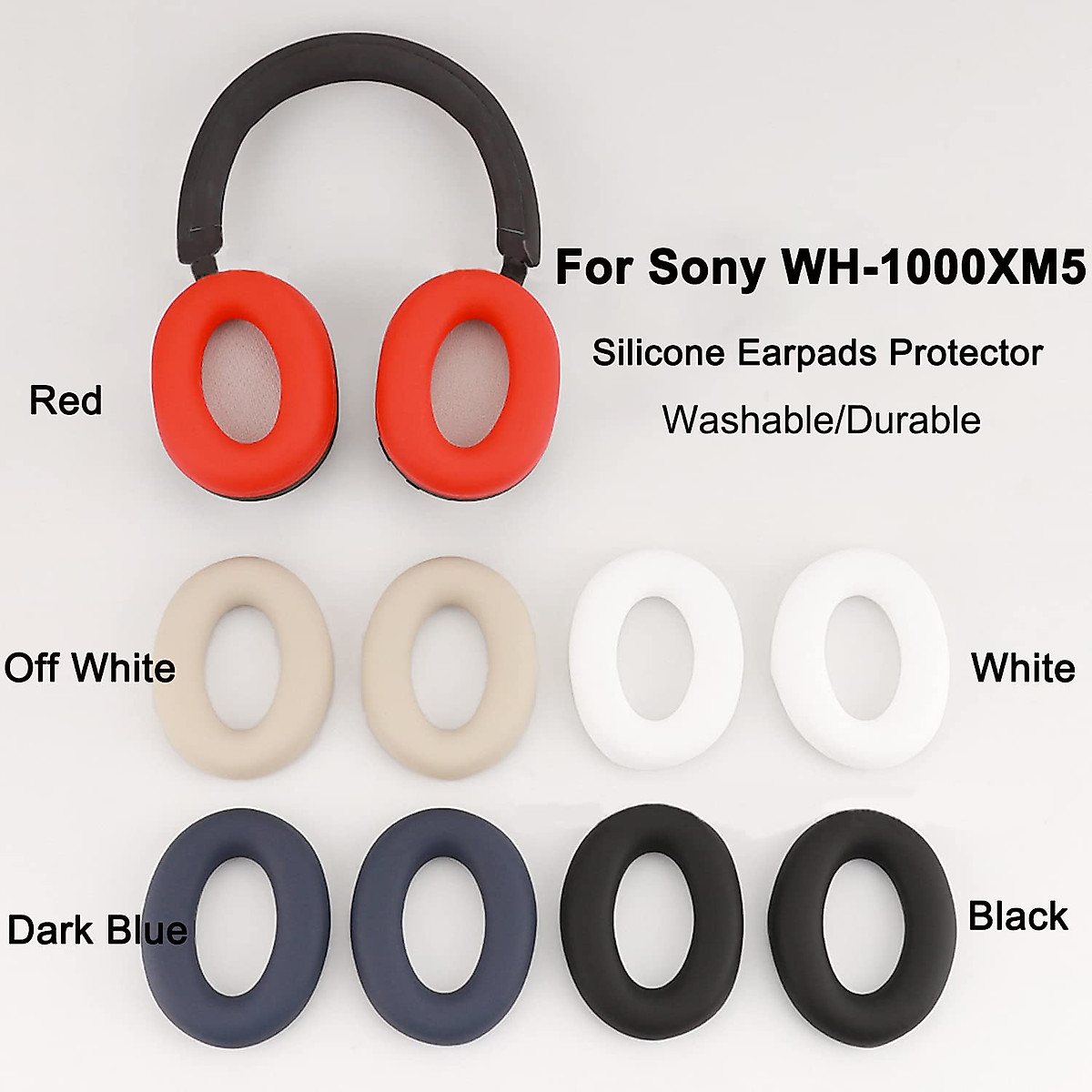 Adhiper Silicone Ear Pads Cover Protector for Sony WH-1000XM5 Headphone Cushions,Sweat-Proof and Washable Ear Cushions Cover for Sony WH-1000XM5(WH1000XM5) (Dark Blue)