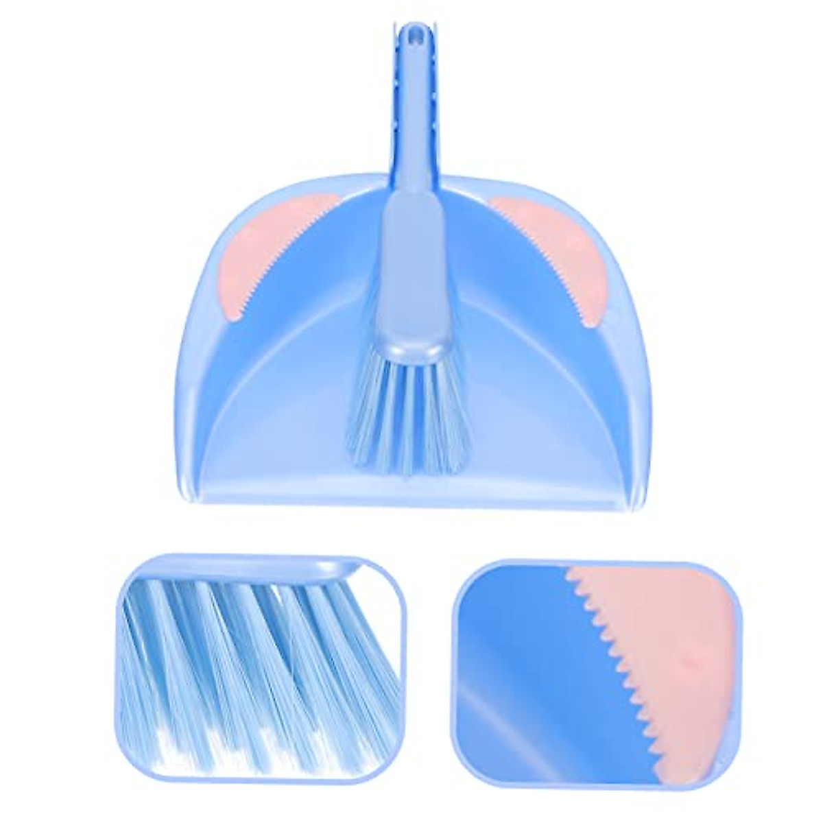 Cabilock 1 Set Practical Cleaning Broom Desk Cleaning Broom Mini Broom and Dustpan Car Desk Garbage Can Pet Cage Broom Handheld Broom Mini Pan Cleaner Mini Garbage Container Blue Plastic