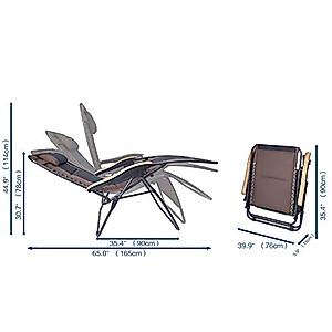 LUCKYBERRY Deluxe Oversized Padded Zero Gravity Chair XL Brown Black Cup Holder Lounge Patio Chairs Outdoor Yard Beach Support 350lbs, (Brown)