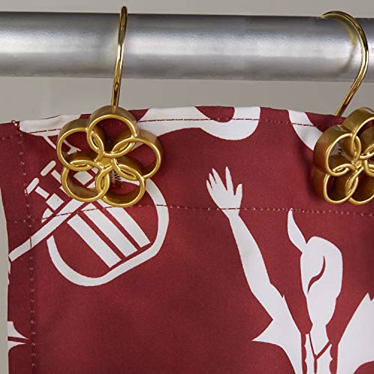 SKL Home Vern Yip Christmas Carol Shower Curtain, 70 x 72 Inches, Red