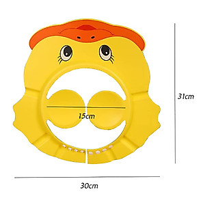 Anller 3 Pieces Baby Shower Cap, Soft Adjustable Bath Shampoo Cap with Ear Protection, Funny Cartoon Bathing cap for Children, Kids and Toddlers(Pink+Blue+Yellow)