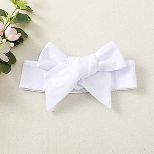 Baby Girl Clothes Infant Ruffle Sleeve Romper Dress Newborn Solid Tutu Skirt Sets Jumpsuit Headband Outfit (032B-White, 9-12 Months)