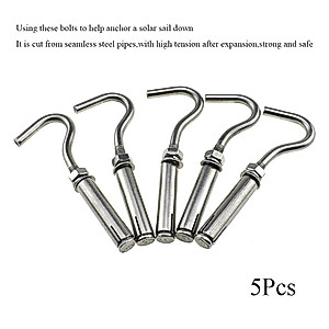 Hahiyo M6 304 Stainless Steel Expansion Hook Bolt Eye Self-Tapping Screws Open Cup Hold Secure Rock Solid Hard to Pull Out Easy Install for Hanging String Lights Ceiling Silver 5pieces