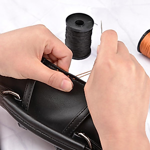 Topus Extra Strong Upholstery Repair Sewing Thread Kit and Heavy Duty Household Hand Needles, Including 7 Styles of Leather Canvas Sewing Needles and 3 Colors Nylon Thread (70 Yard of Each Roll)