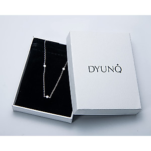 DYUNQ Moissanite Necklace for Women Sterling Silver, Station Tennis Choker Layering Bezel Set Chain, 2.5MM 0.3cttw Lab Created Diamond Dainty Simple Adjustable 16 Inch to 18 Inch