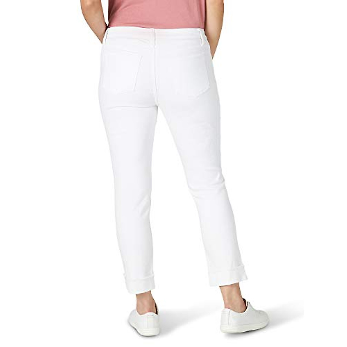 Riders by Lee Indigo Women's Fringe Cuff Boyfriend Jean, White, 14