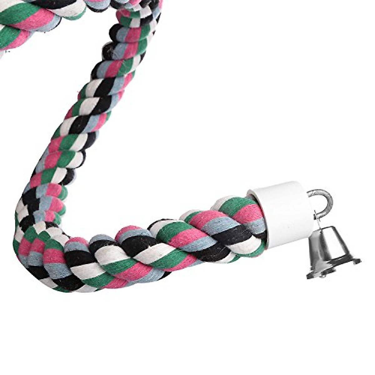 Aigou® Bird Spiral Rope Perch, Cotton Parrot Swing Climbing Standing Toys with Bell (Large - 94.4 inch)