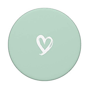 White Minimalist Heart Green PopSockets Swappable PopGrip