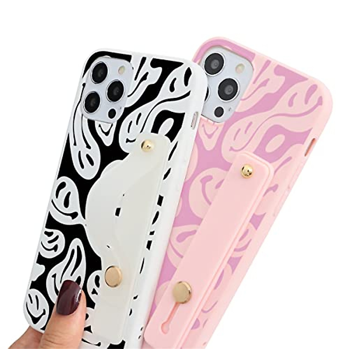 KAPUCTW 2 Pack for Oppo Realme 7 Pro 4G case with Wrist Strap, Print Pattern Wristband Holder Phone Case Soft Silicone TPU Bumper Shockproof Protective Cover for Realme 7 Pro 6.4 Inch